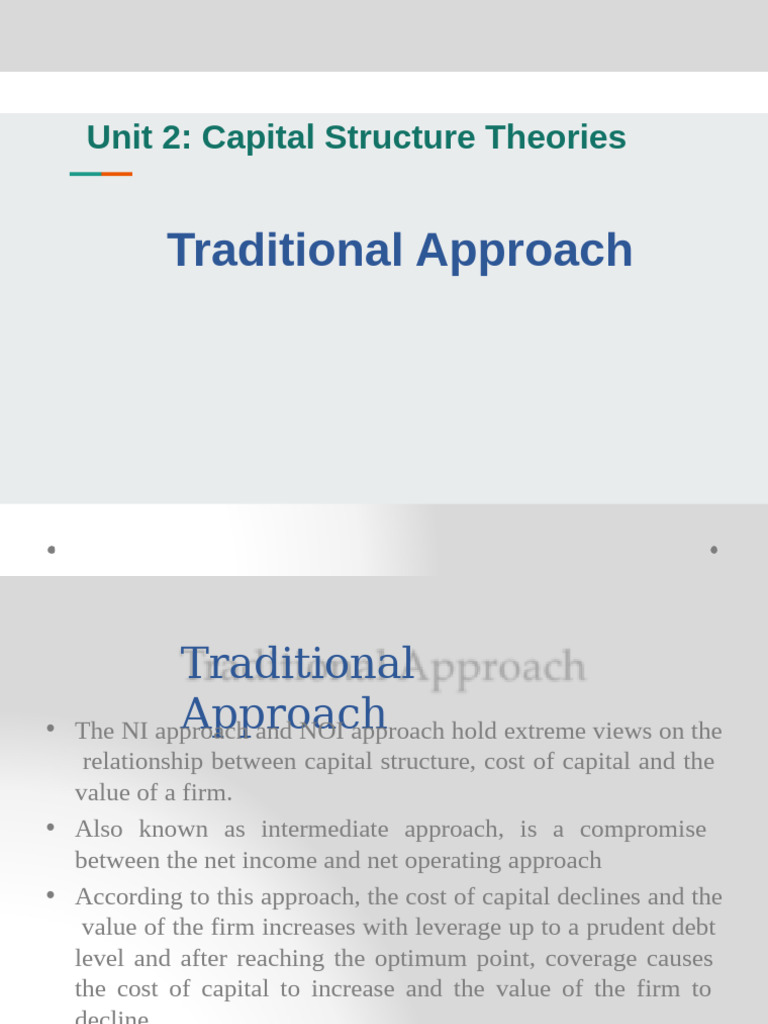 Traditional Approach | PDF | Cost Of Capital | Capital Structure