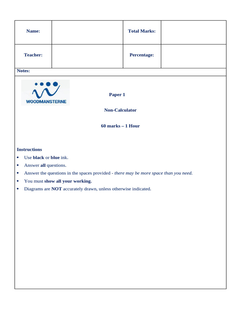 Maths Paper 1 Pdf Mathematics