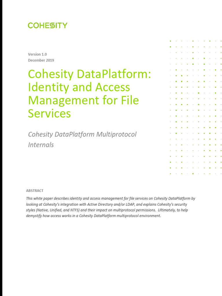 Cohesity White Paper IAM For File Services Archived | PDF | Active Directory | User (Computing)