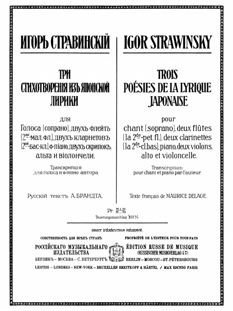 Stravinsky 3 Japanese Poems | PDF