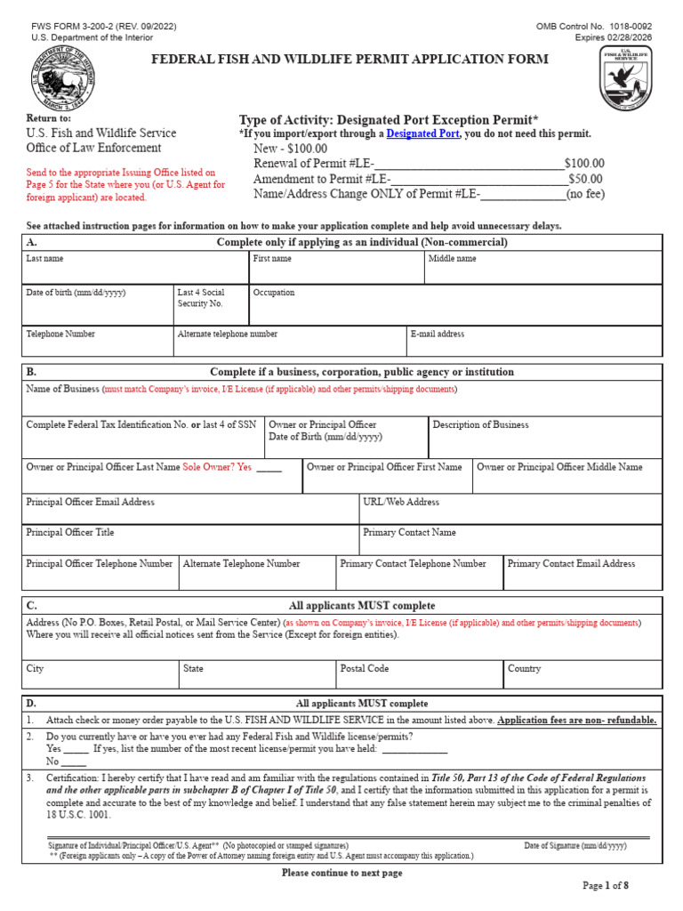 OLE Forms - 3-200-2 Designated Port Exception Permit - 0 | PDF | United ...