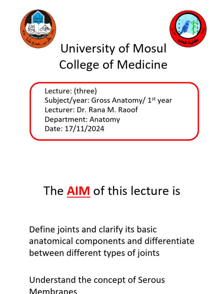 Anatomy-Introduction-lecture 3, Dr. Rana M. Raoof | PDF | Cartilage | Bone