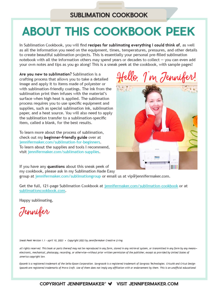 Sublimation Cookbook Peek by JenniferMaker | PDF | T Shirt | Seam (Sewing)