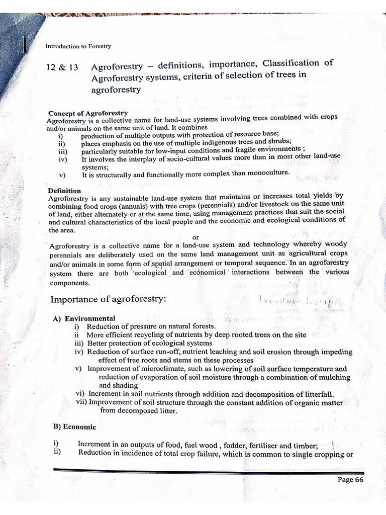Agroforestry and Its Classification | PDF