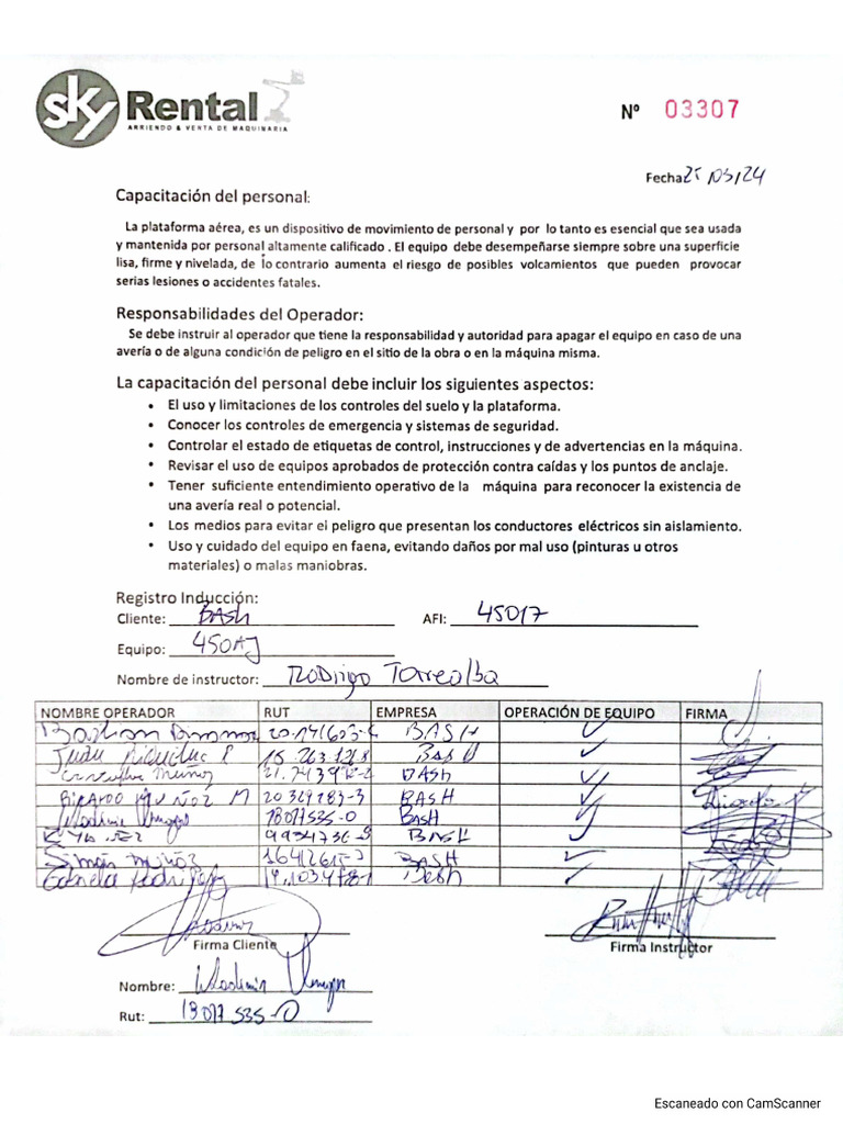 Capacitacion Sky Rental | PDF