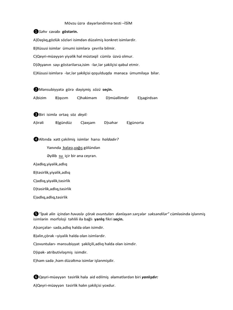 İsim Ümumi Sınaq - 240418 - 170548 | PDF