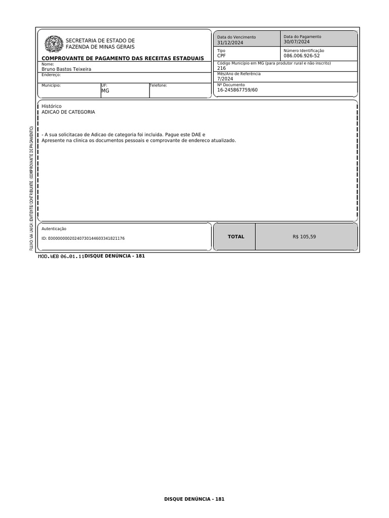 Comprovante de PGT | PDF