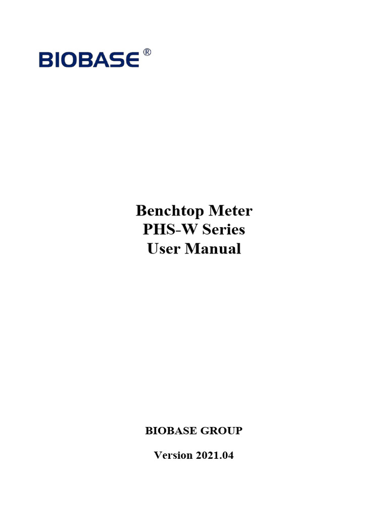PHS-W Series pH Meter User Manual | PDF | Ph | Electrical Connector