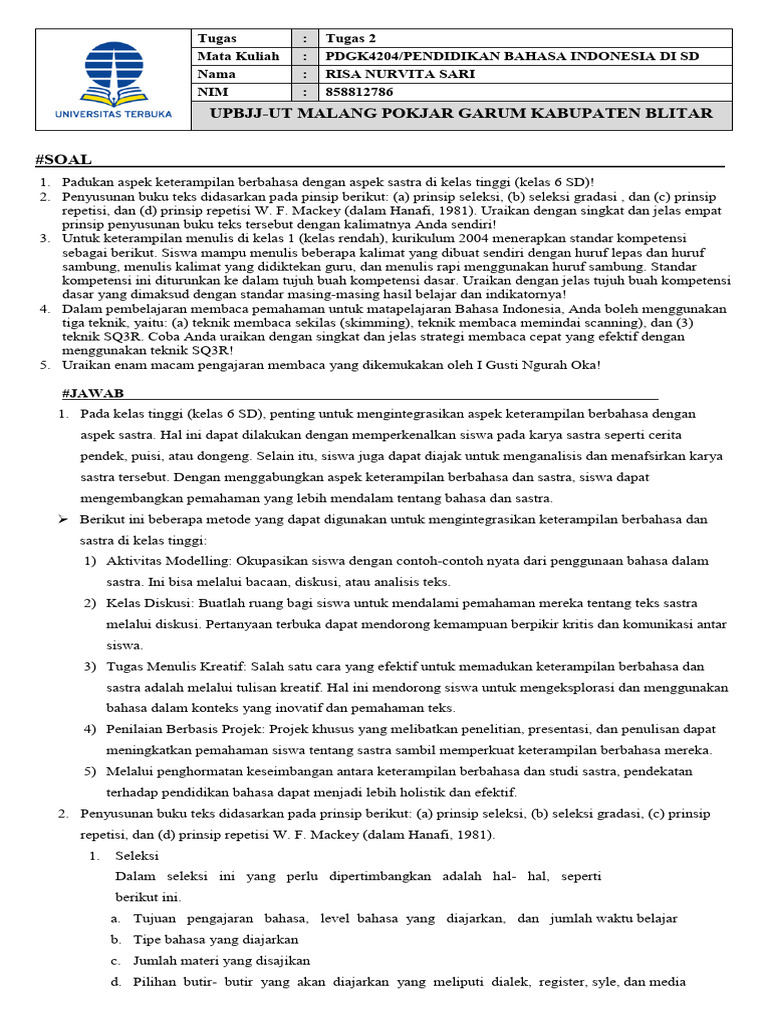 Tugas 2 Bina - Risa Nurvita Sari | PDF