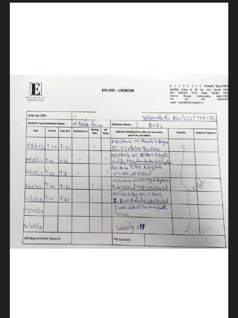 Log Book - Balaarun - May23 | PDF