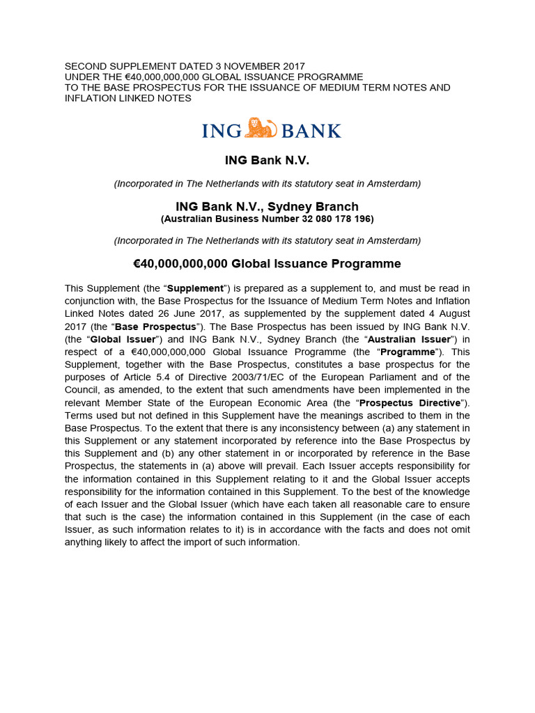 ING GIP Level 1 Supplement | PDF | Libor | Prospectus (Finance)