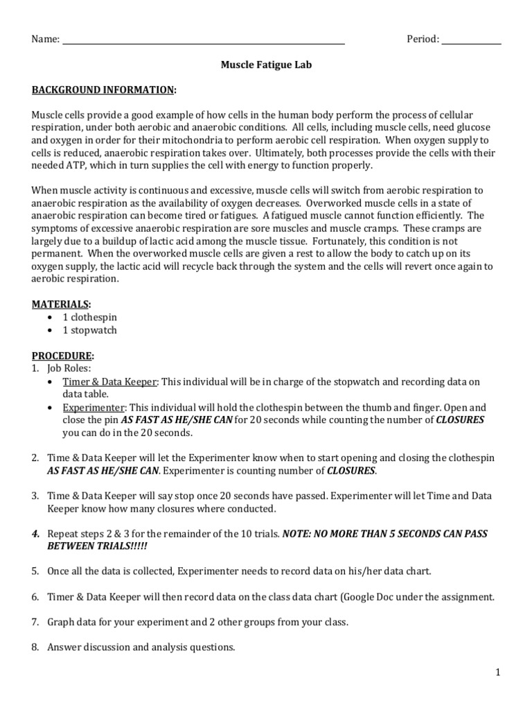Cieran Skeen - Muscle - Fatigue - Lab | PDF | Cellular Respiration ...