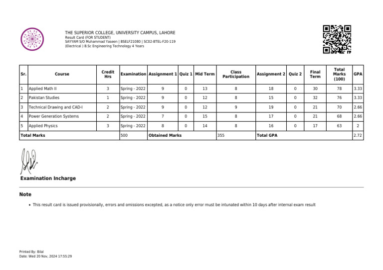 The Superior College, University Campus, Lahore | PDF