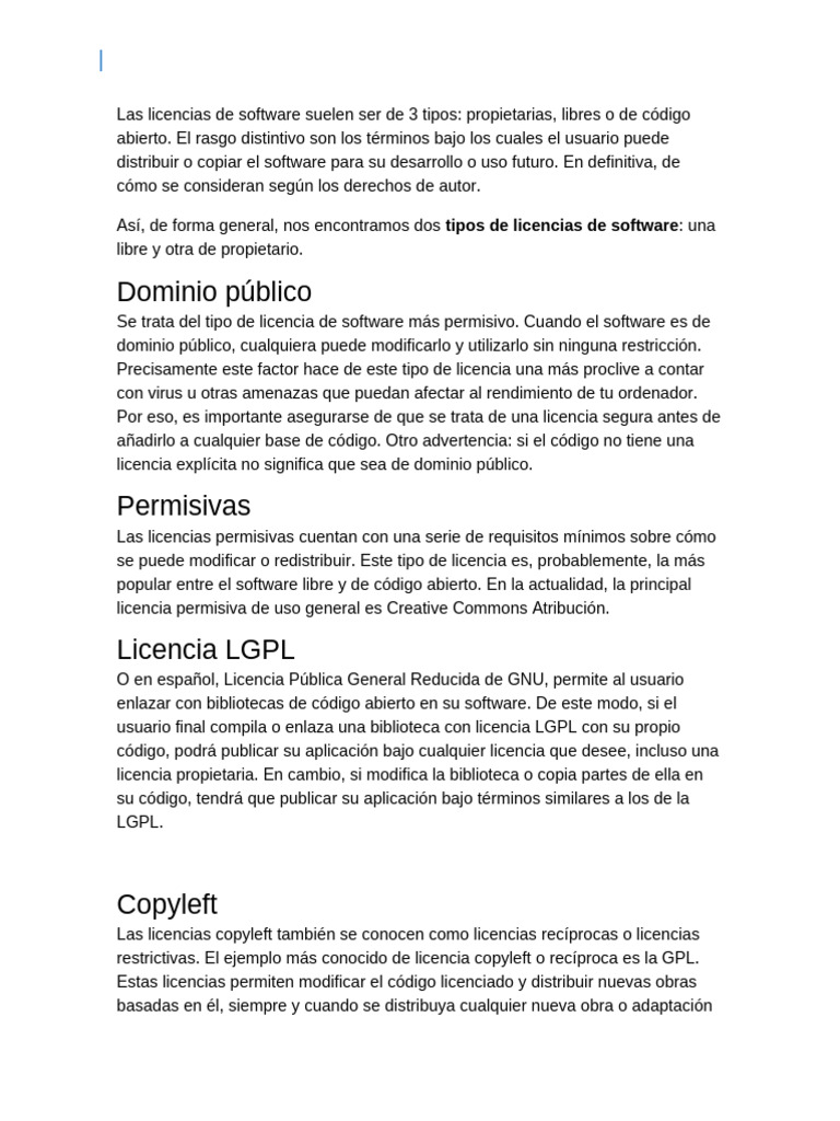 Tipos de Licencias de Software | PDF | Software propietario | Informática