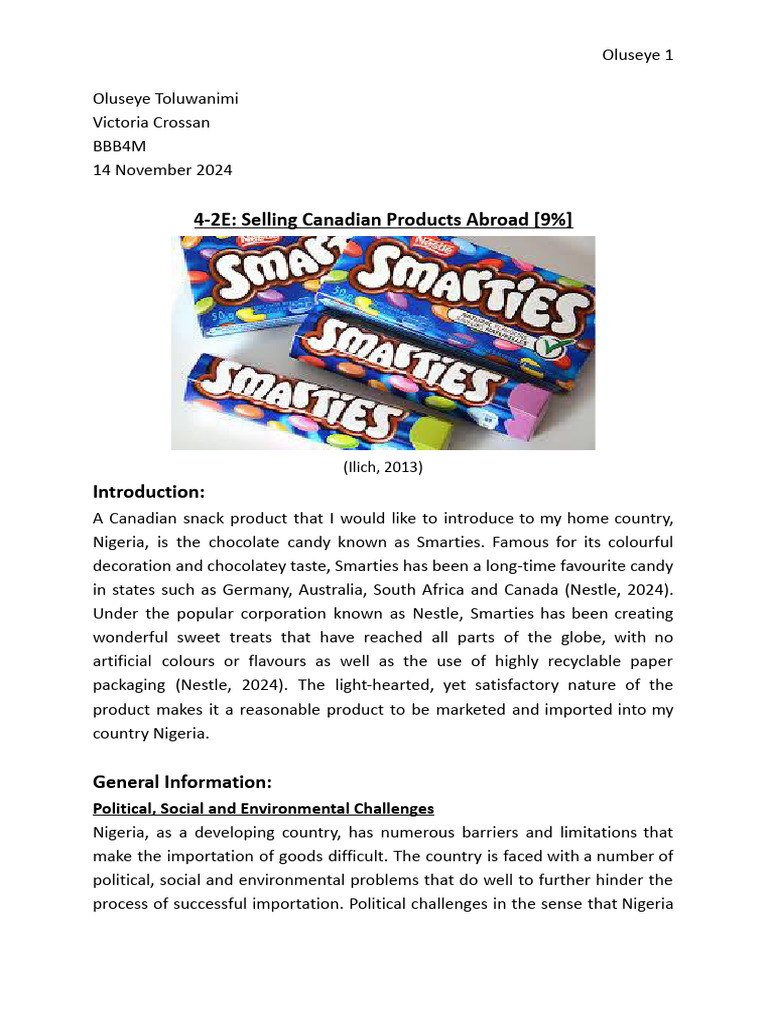 BBB4M - 4-2E - Selling Canadian Products Abroad - Oluseye Tolu | PDF ...