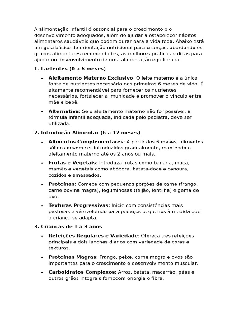 Guia infantil | PDF | Amamentação | Alimentos