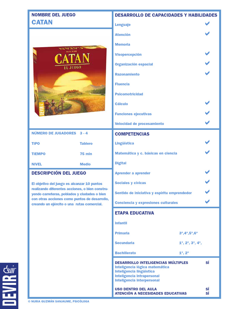 Ficha Competencias CATAN | PDF | Aprendizaje | Inteligencia