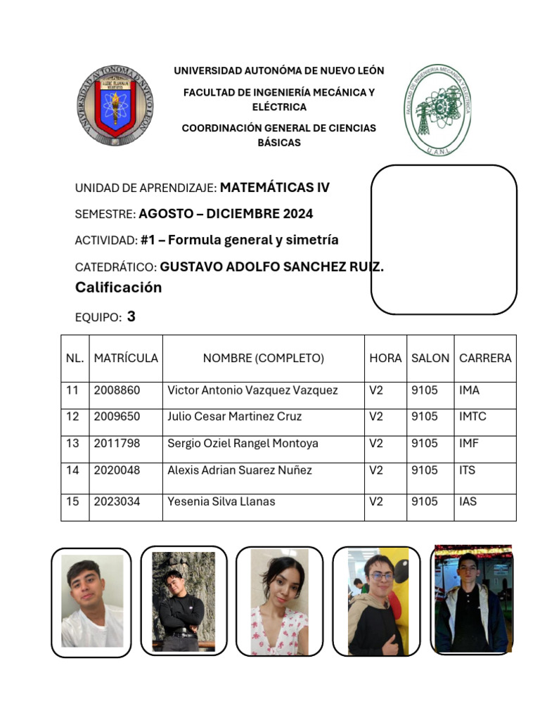 ACTIVIDAD 1 - Formula General y Simetria | PDF