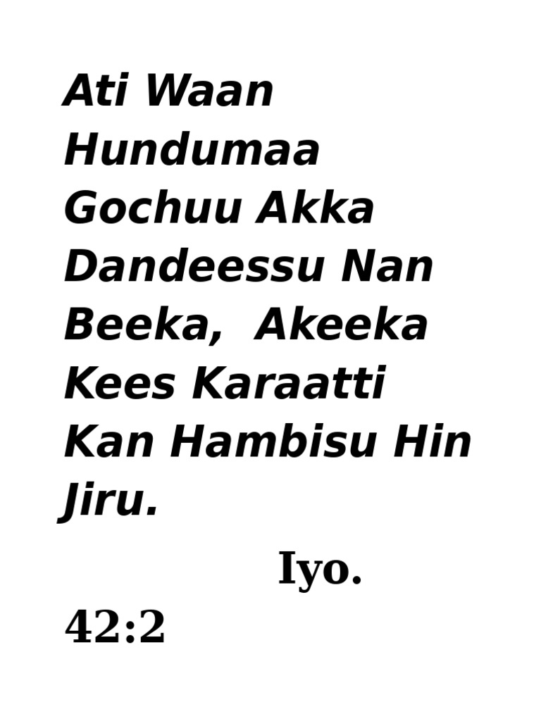 Ati Waan Hundumaa Gochuu | PDF