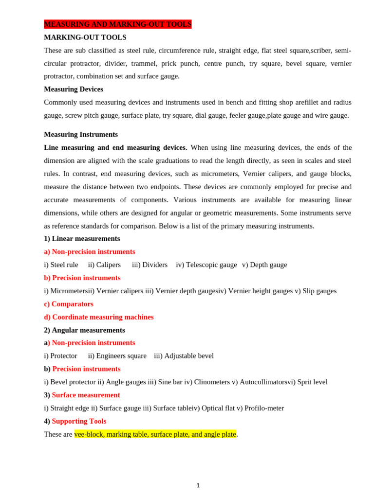 Overview of Measuring and Marking Tools | PDF | Screw | Sheet Metal