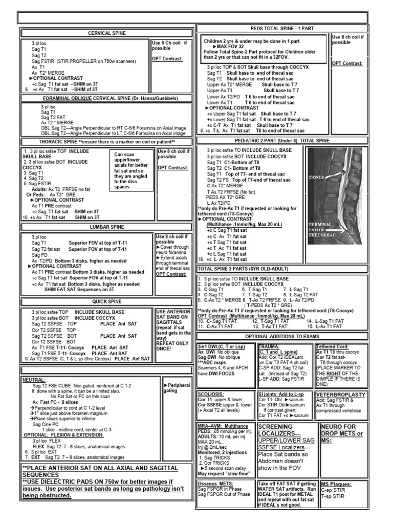 MSK_MRI_Protocol_spine | PDF | Vertebral Column | Musculoskeletal System