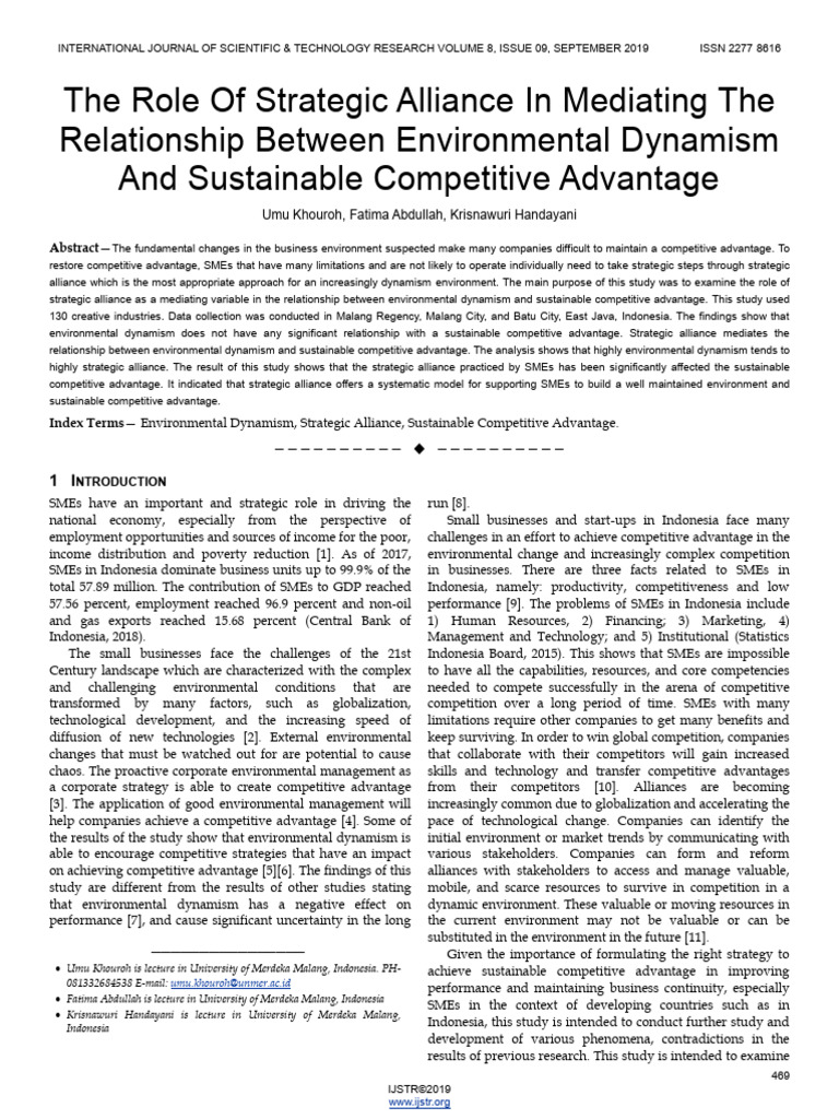 3.B.2.1. The Role of Strategic Alliance | PDF | Strategic Management | Competitive Advantage
