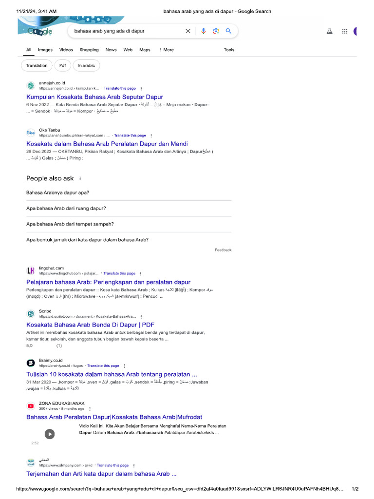 Bahasa Arab Yang Ada Di Dapur | PDF