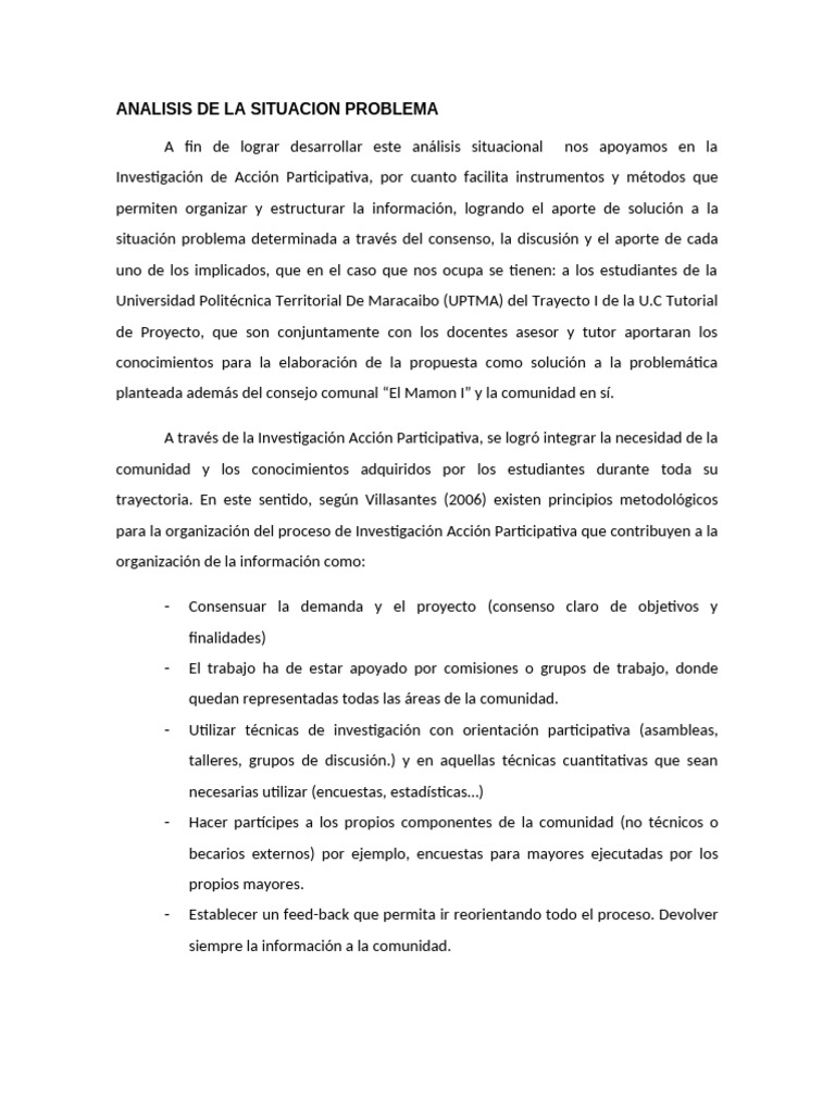Solución Participativa en El Mamon I | PDF | Investigación de acción participativa
