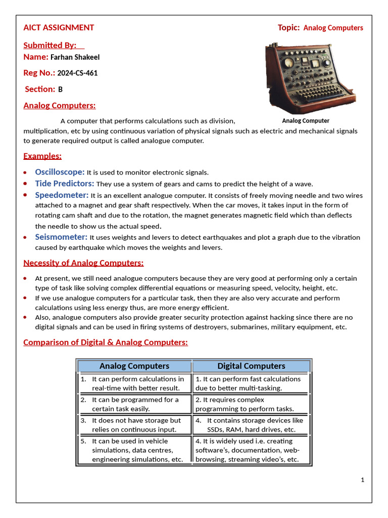 AICT Assignment | PDF | Electrical Engineering | Computing