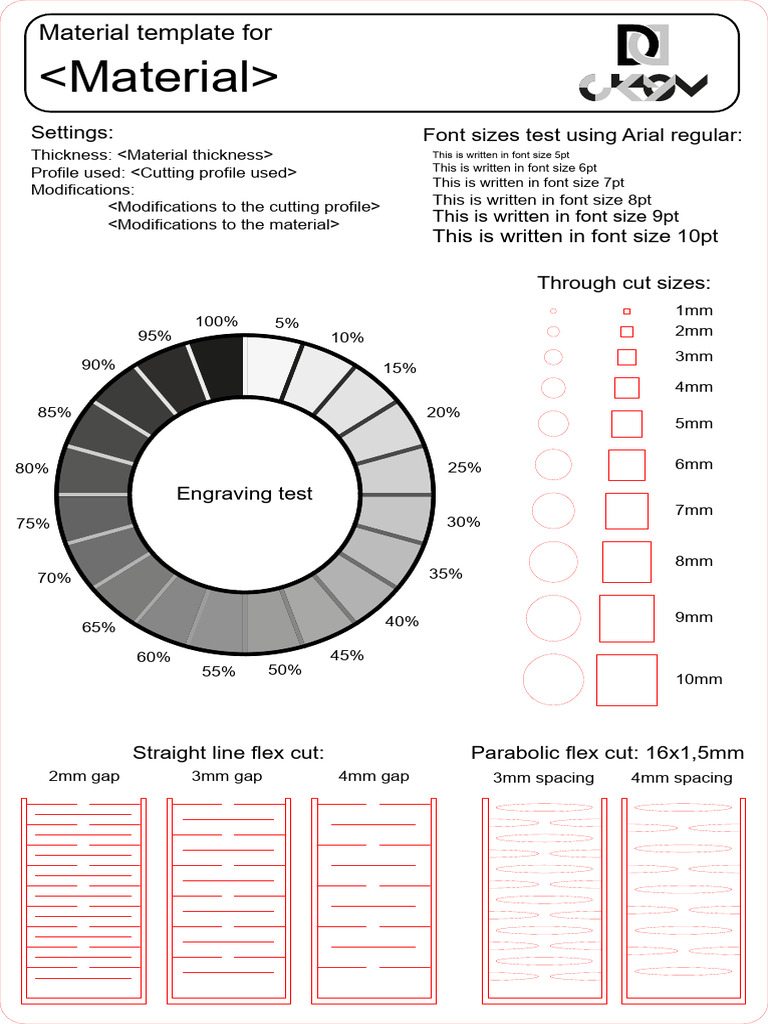 Material Cutting Profile Template Guide | PDF | Typography | Typefaces
