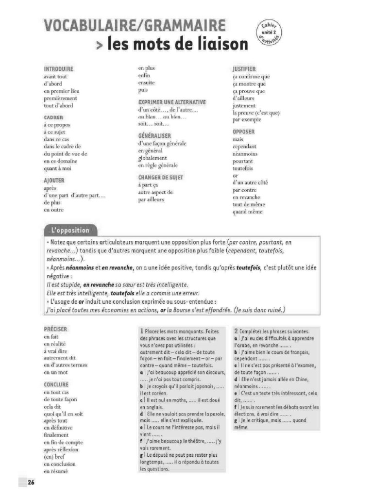 Les Mots de Liaison | PDF
