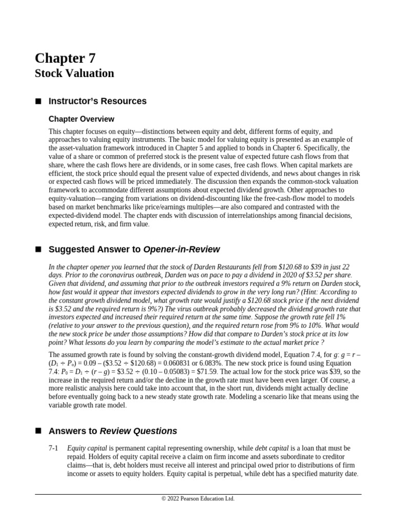PFM16e IM Chapter07 Revised Edited | PDF | Stocks | Preferred Stock