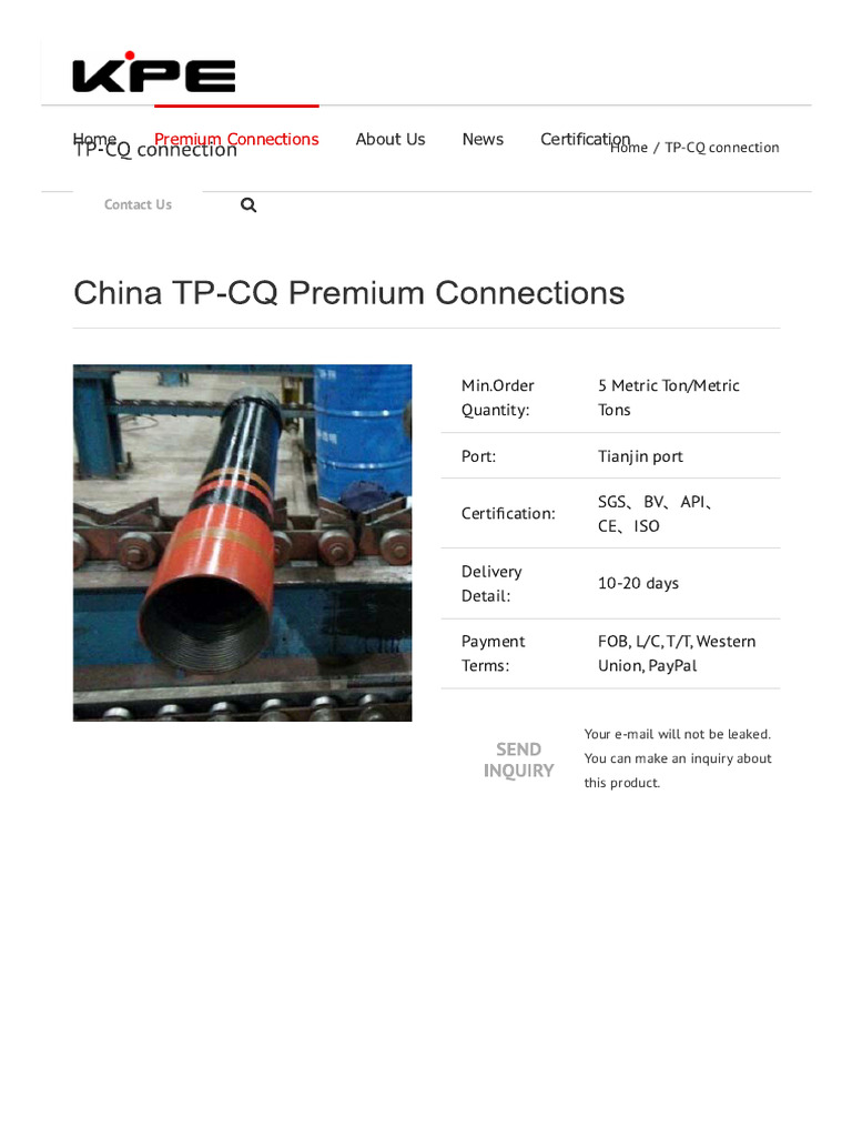 TP-CQ Connection - KPE Premium Connections | PDF