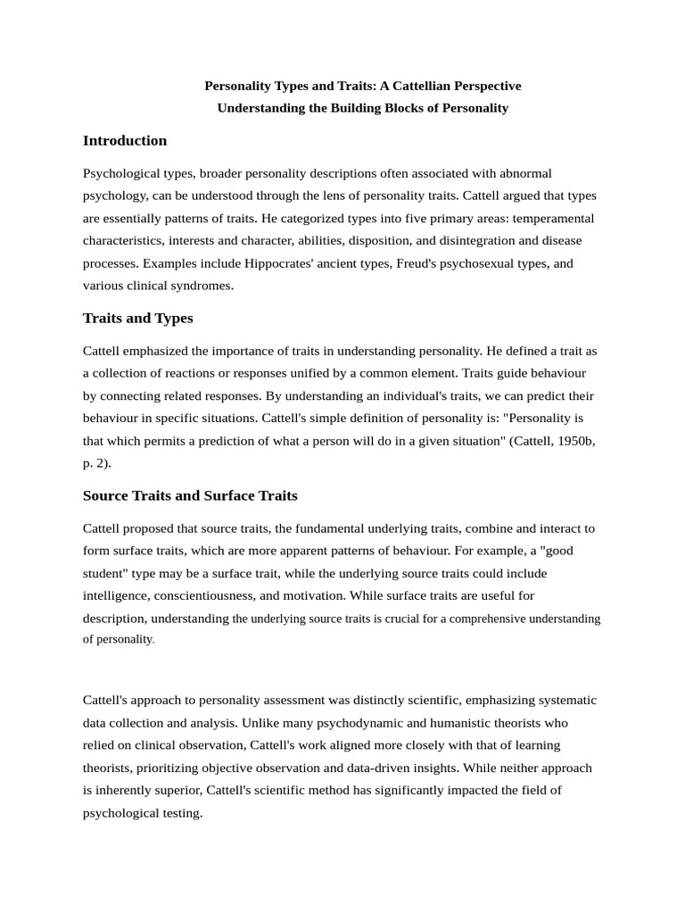 Personality Types and Traits | PDF | Intelligence | Factor Analysis