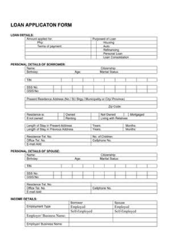 Loan Application Form | PDF