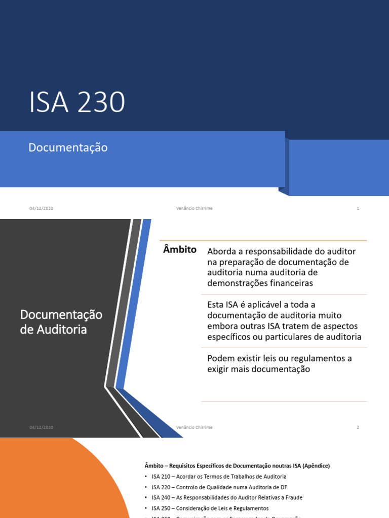 Aula 1.5 ISA 230 DocumetaÃ Ã o de Auditoria | PDF