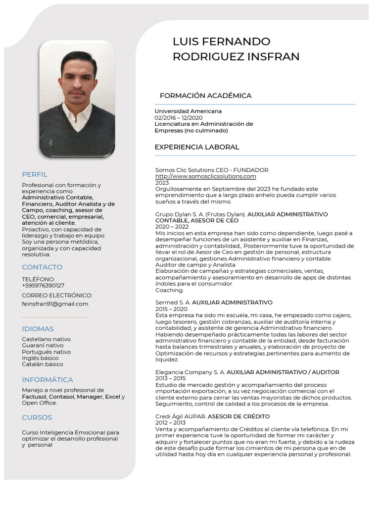 CV Luisfernando 2024 | PDF | Contador | Business