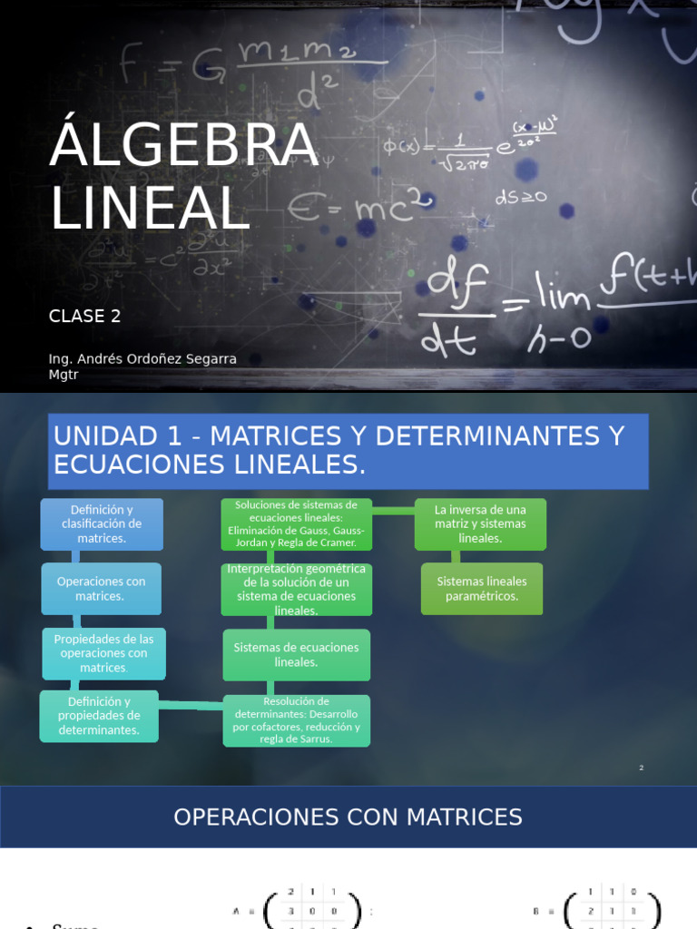 Clase 2 Algebra Lineal | PDF | Matriz (Matemáticas) | Determinante