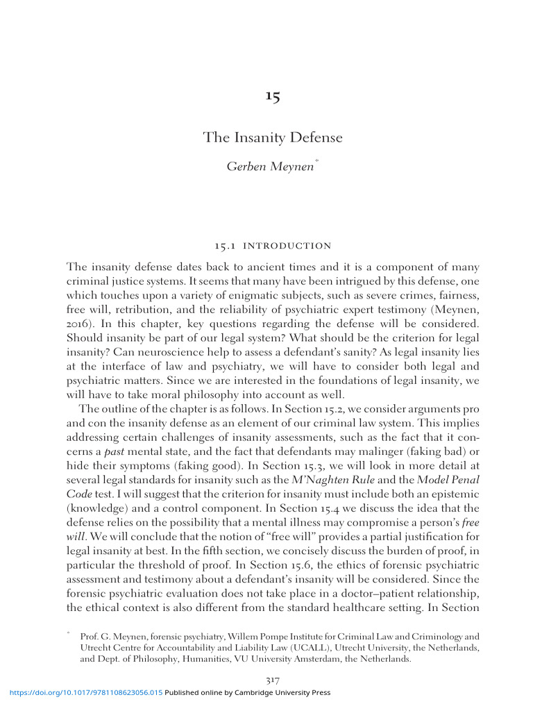 Understanding the Insanity Defense | PDF | Insanity Defense | Mental ...
