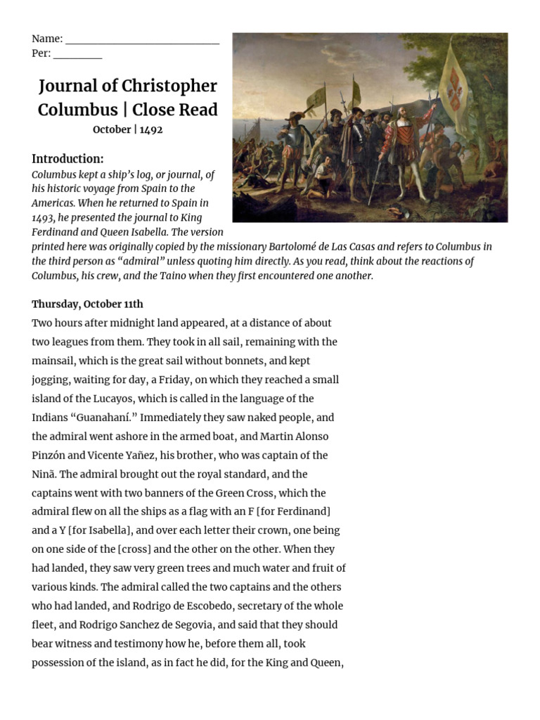 Columbus's First Encounters | PDF