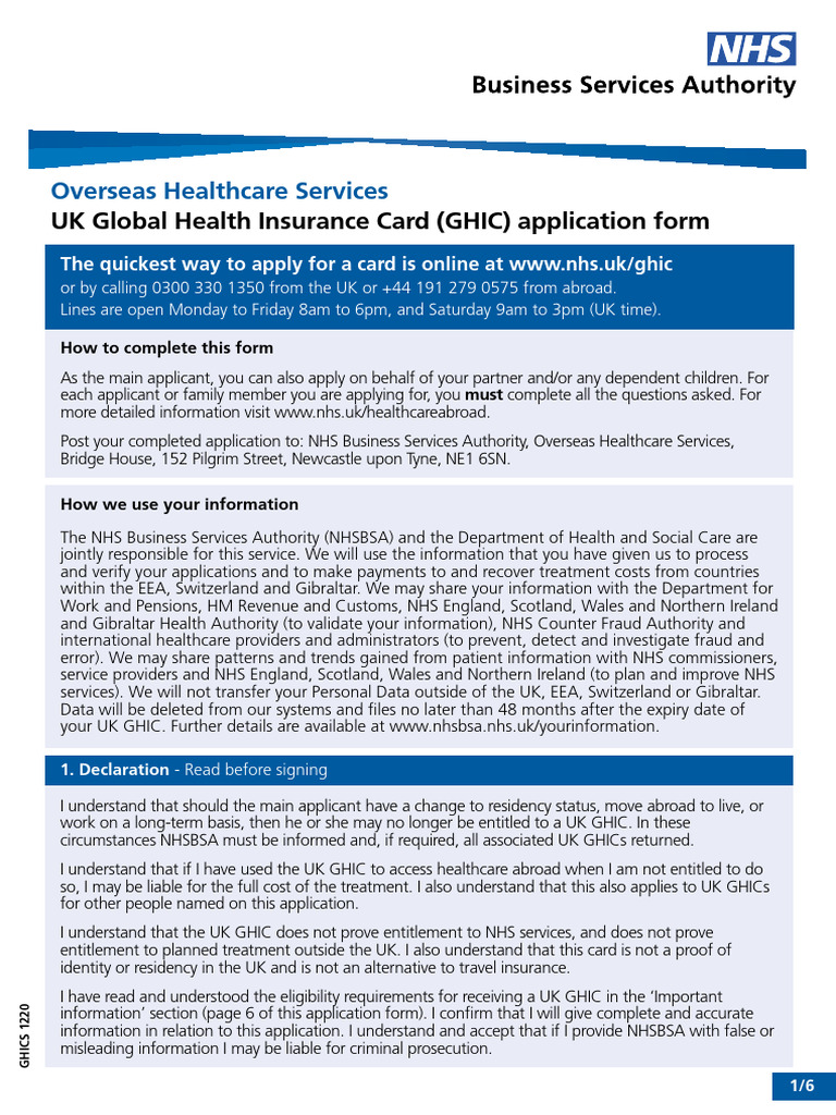 Ghic Application Form December 2020 | PDF | National Health Service ...