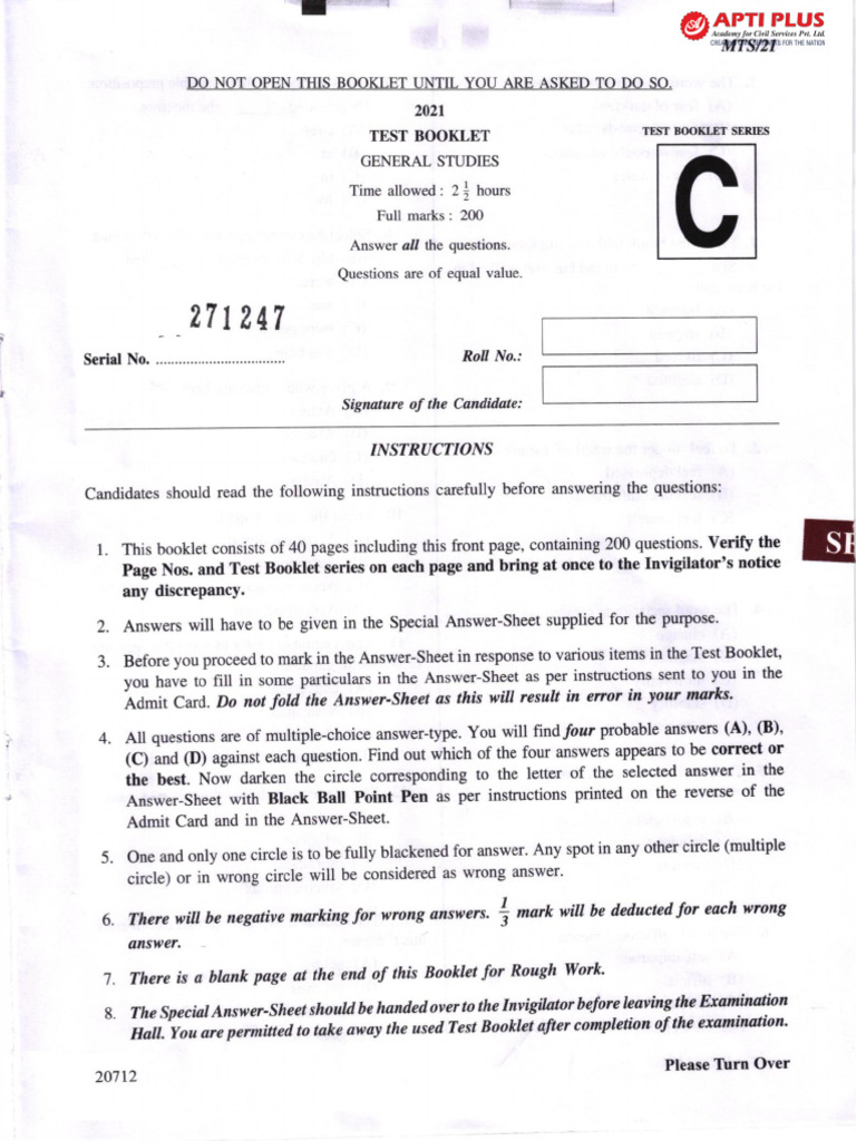 WBCS Preliminary Question Paper 2021 | PDF