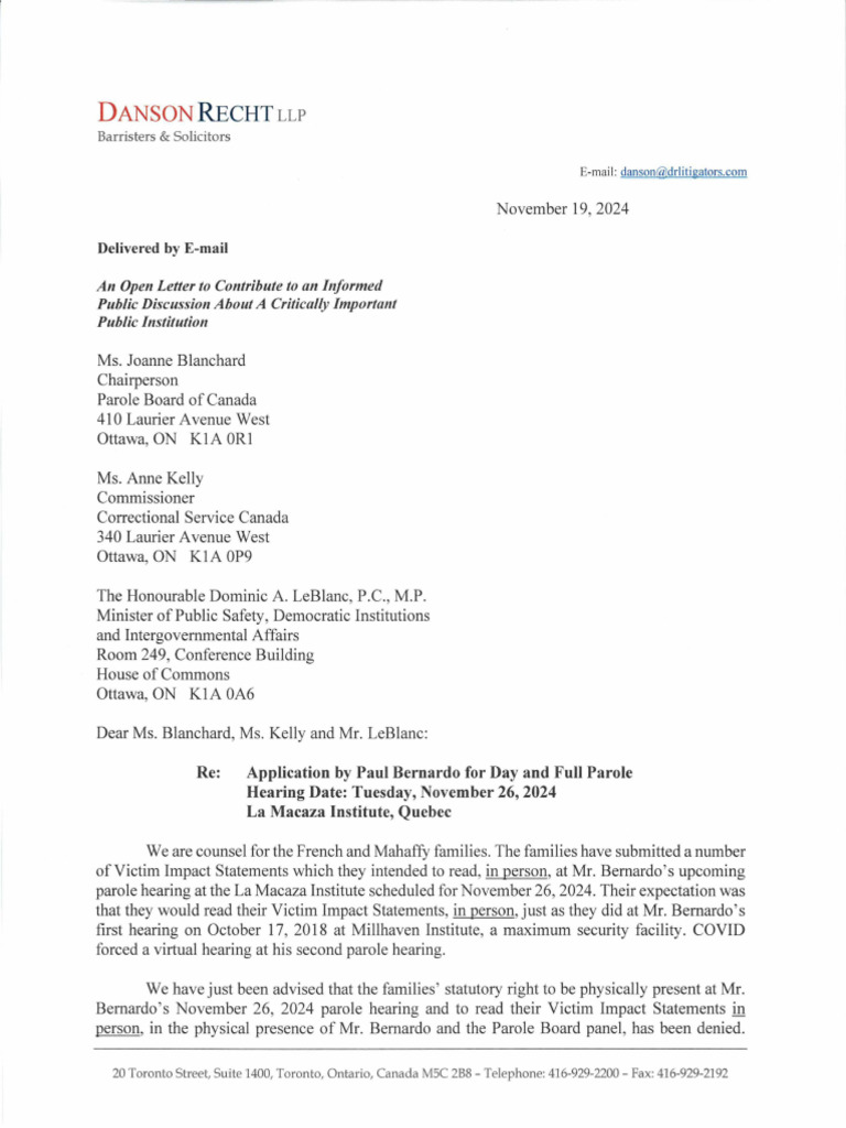 Ted Danson Letter To Parole Board | PDF | Crimes | Crime & Violence