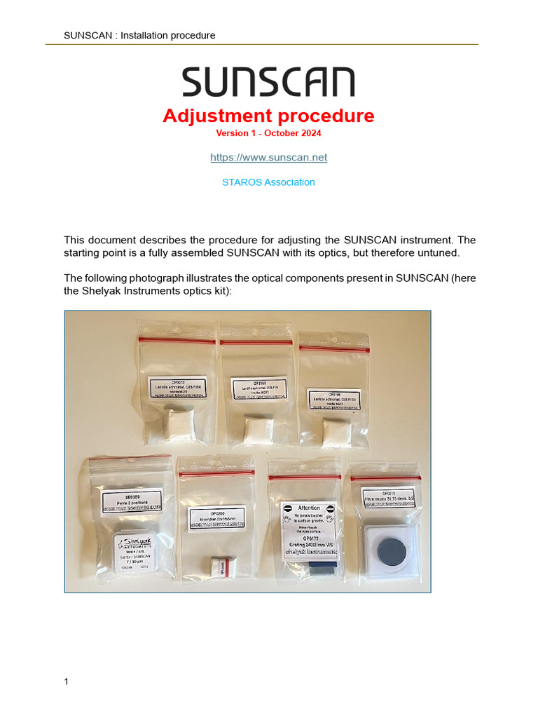 Setting Sunscan v1-1 | PDF | Camera | Sun