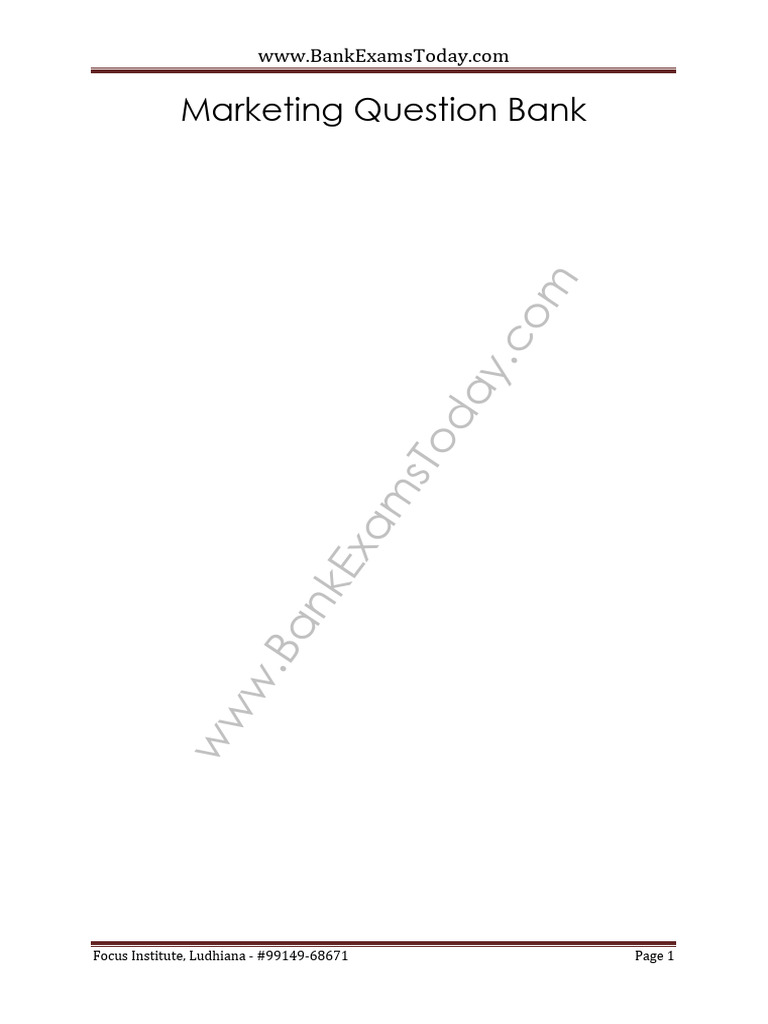 Marketing Question Bank for Exams | PDF | Marketing | Sales