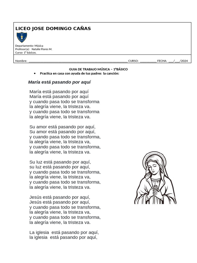 LETRA CANCIÓN (Maria Esta Pasando Por Aqui) | PDF | Religión y ...