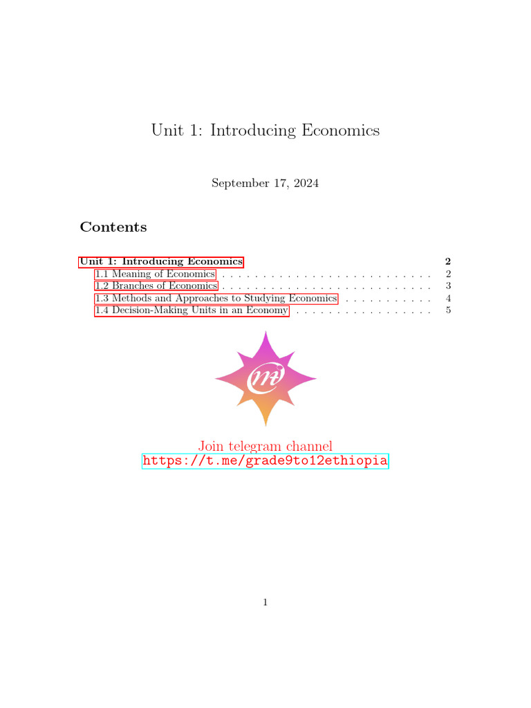 Advanced Economics Notes Grade 9 Unit 1 | PDF | Economics | Macroeconomics