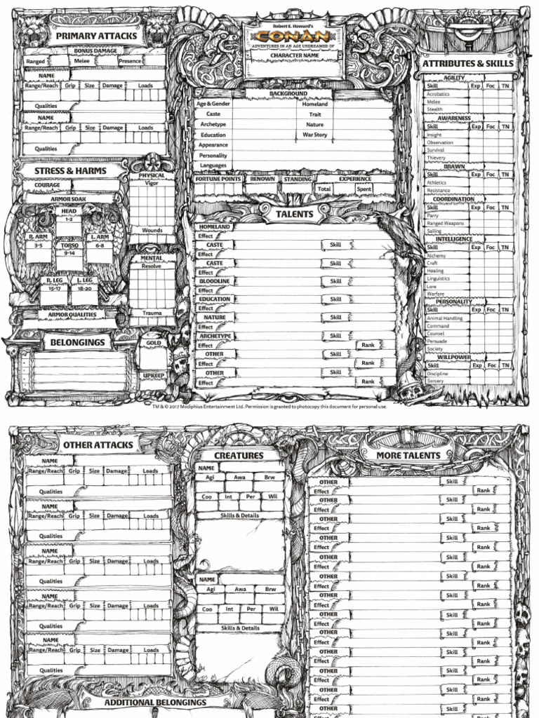 Conan - Character Sheet - Inked | PDF