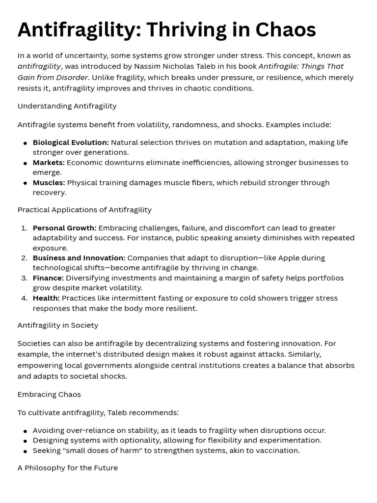 Antifragility Thriving in Chaos | PDF | Wellness | Science & Mathematics