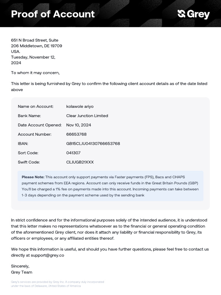 Proof of Account | PDF